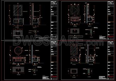 296. CAD drawings of the technical details of residential bathroom ...