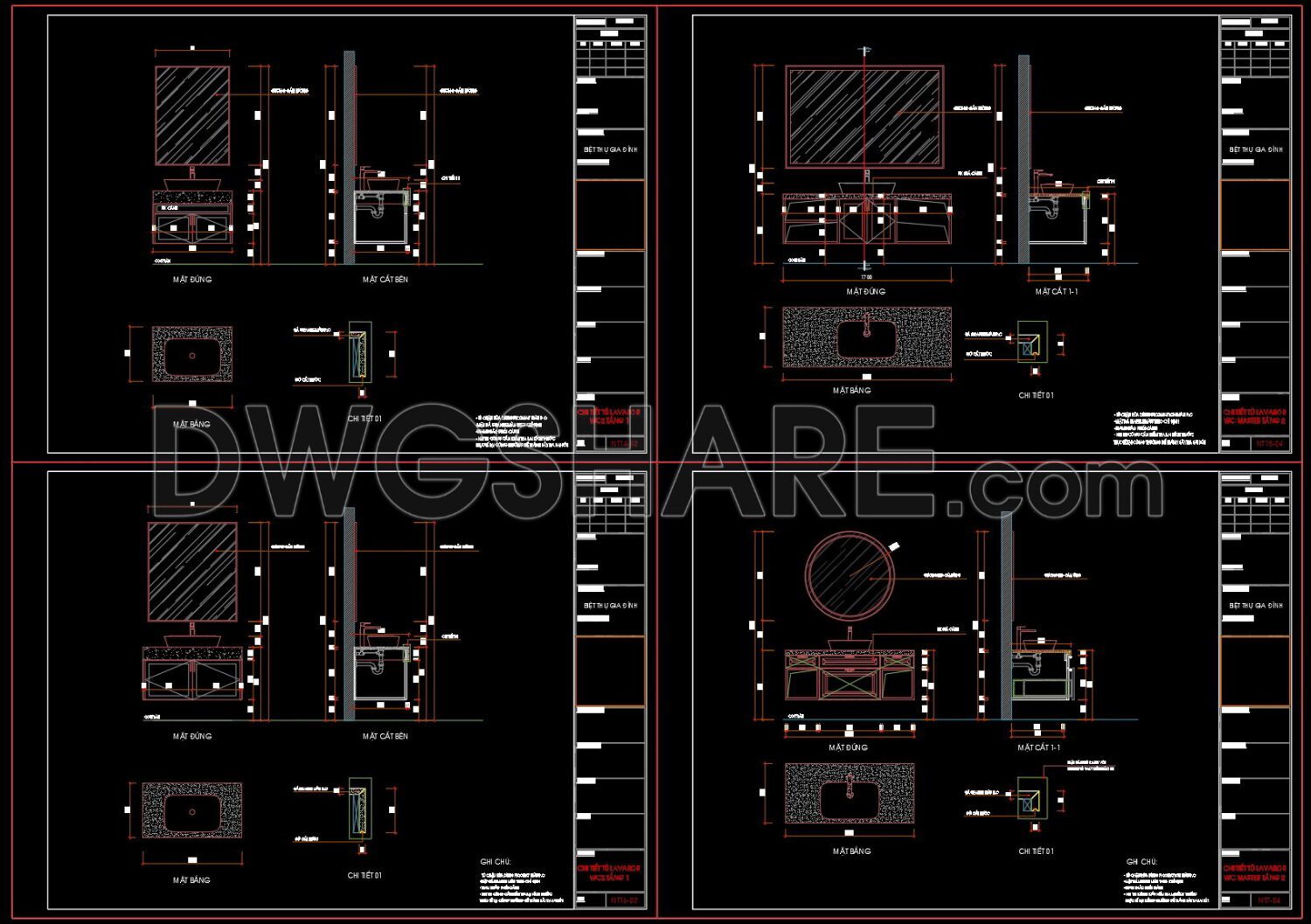 296. CAD drawings of the technical details of residential bathroom ...