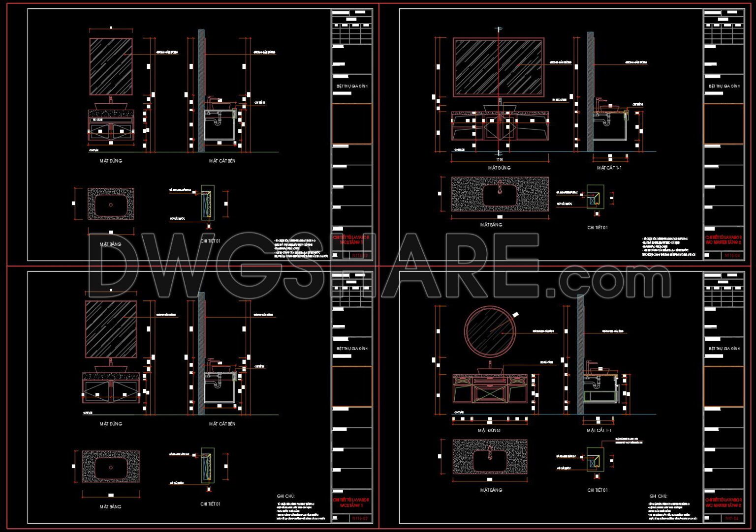 296. CAD drawings of the technical details of residential bathroom ...