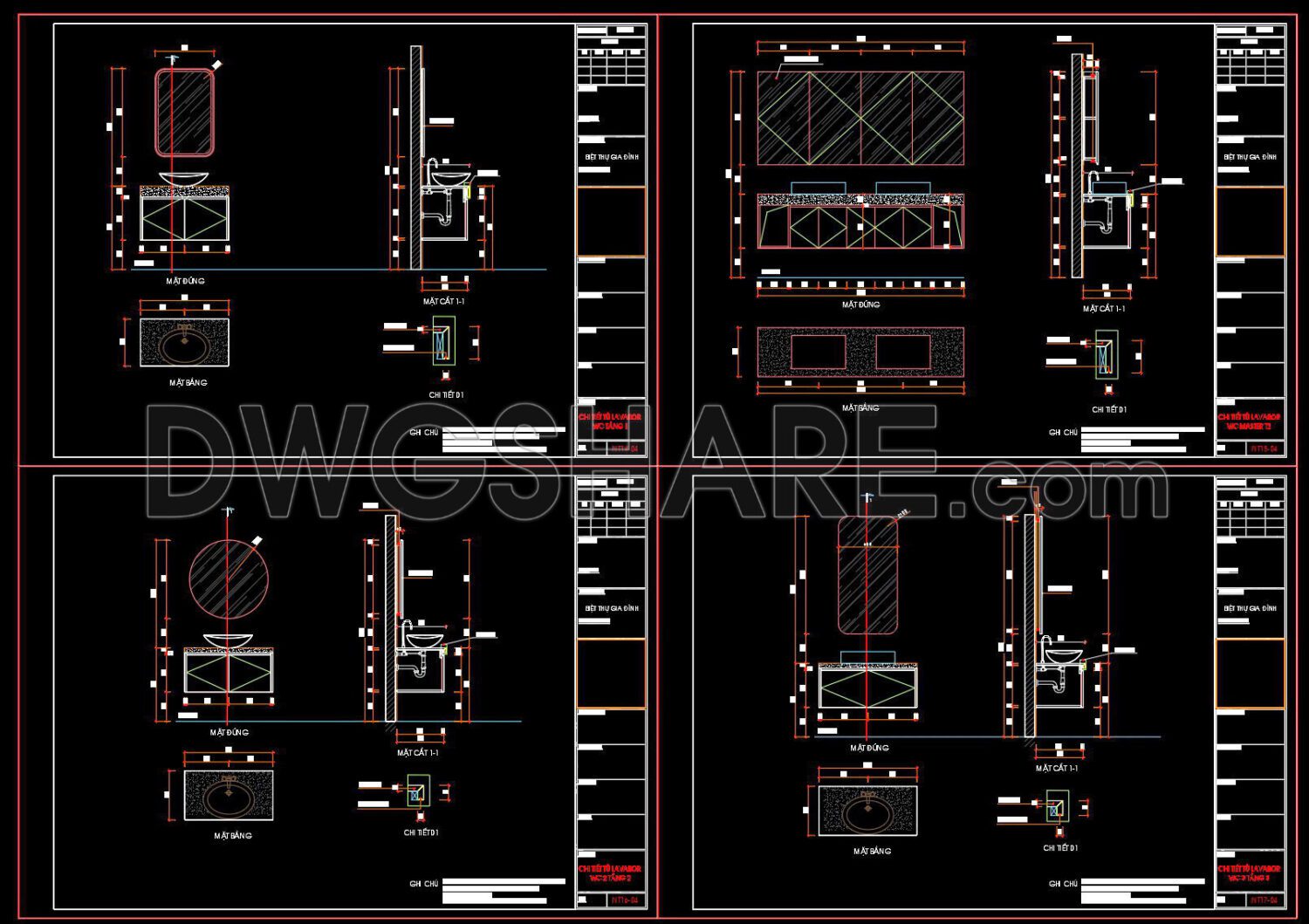 297. CAD drawings of the technical details of residential bathroom ...