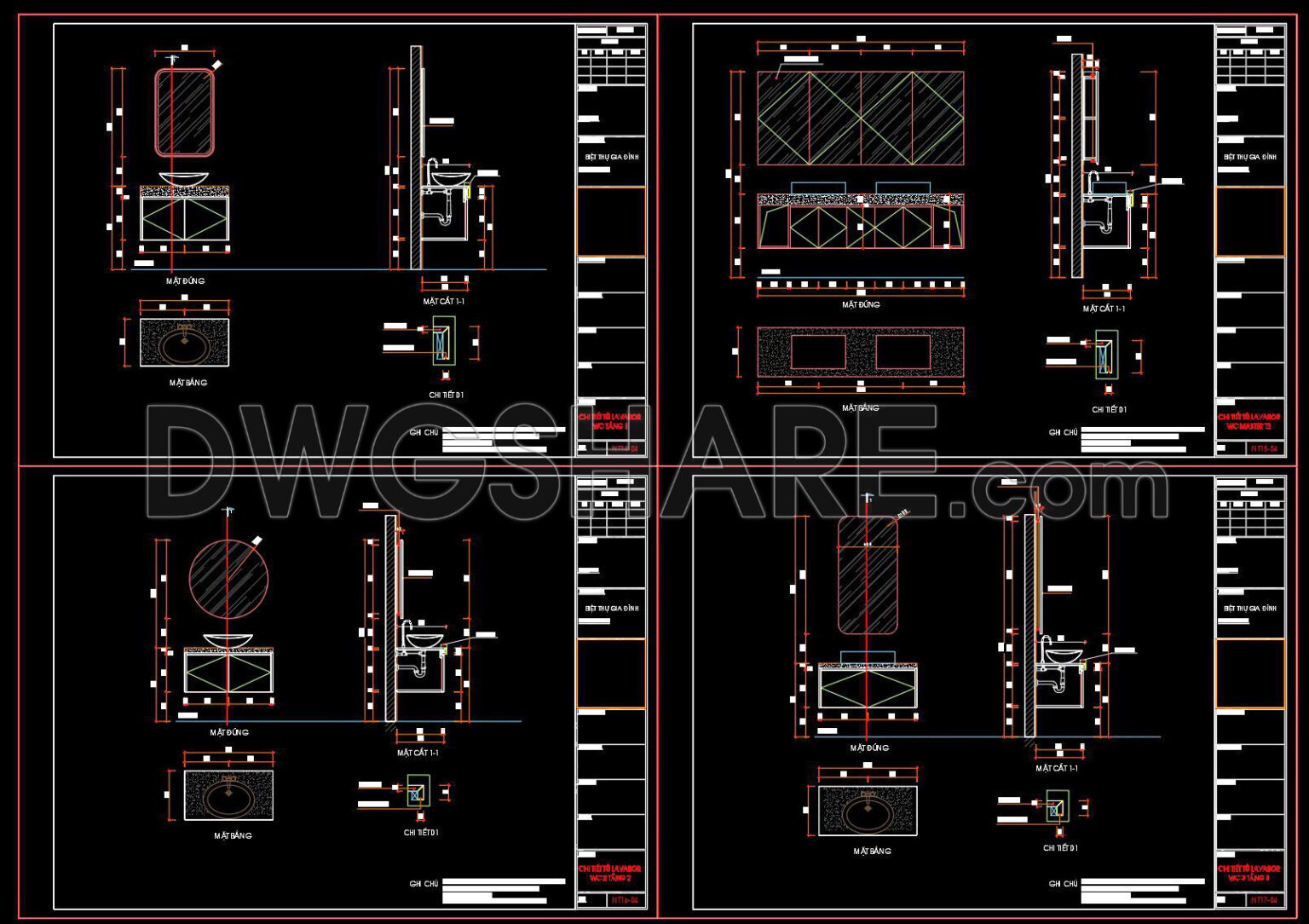 297. CAD drawings of the technical details of residential bathroom ...