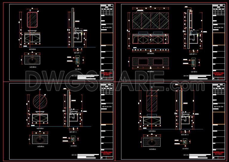 297. CAD drawings of the technical details of residential bathroom ...