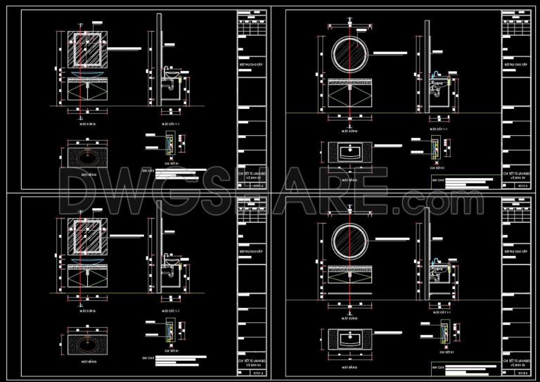297. CAD drawings of the technical details of residential bathroom ...