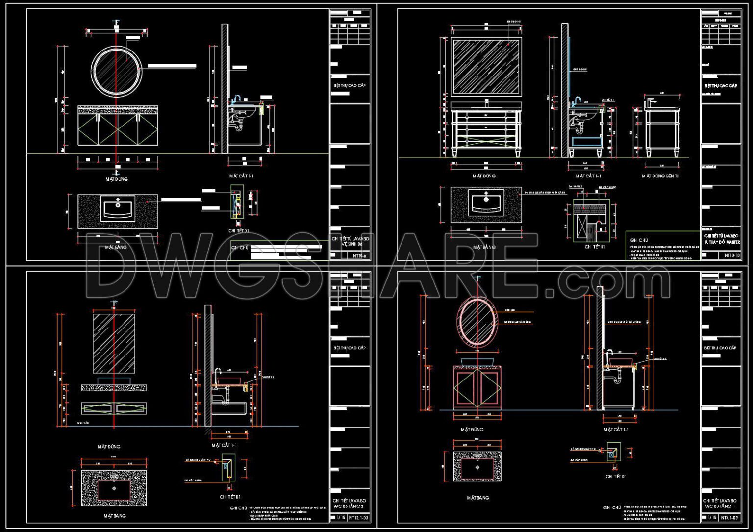 297. CAD drawings of the technical details of residential bathroom ...
