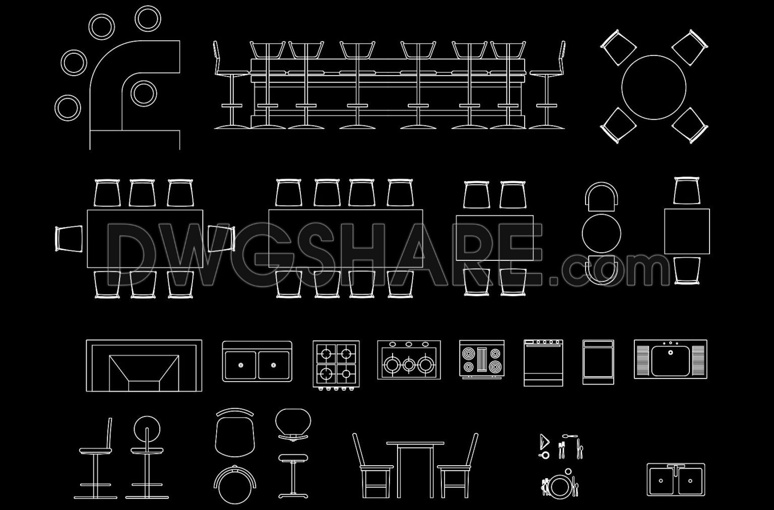 304. Free download bar furniture CAD blocks