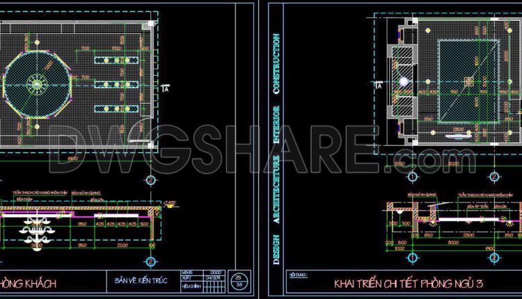 306. CAD drawings of elevations and detailed ceiling lighting for a ...