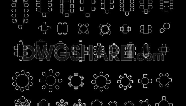 306. Free download Dining Room Sets CAD blocks - Free Cad Blocks ...