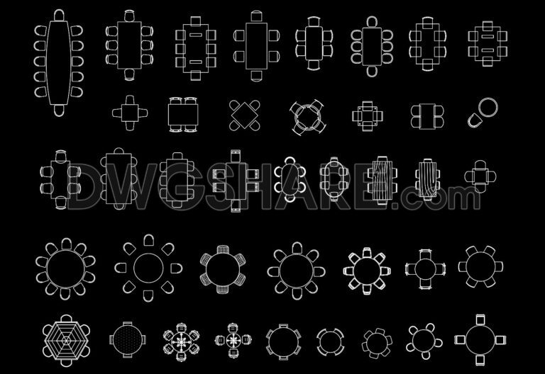 306. Free download Dining Room Sets CAD blocks