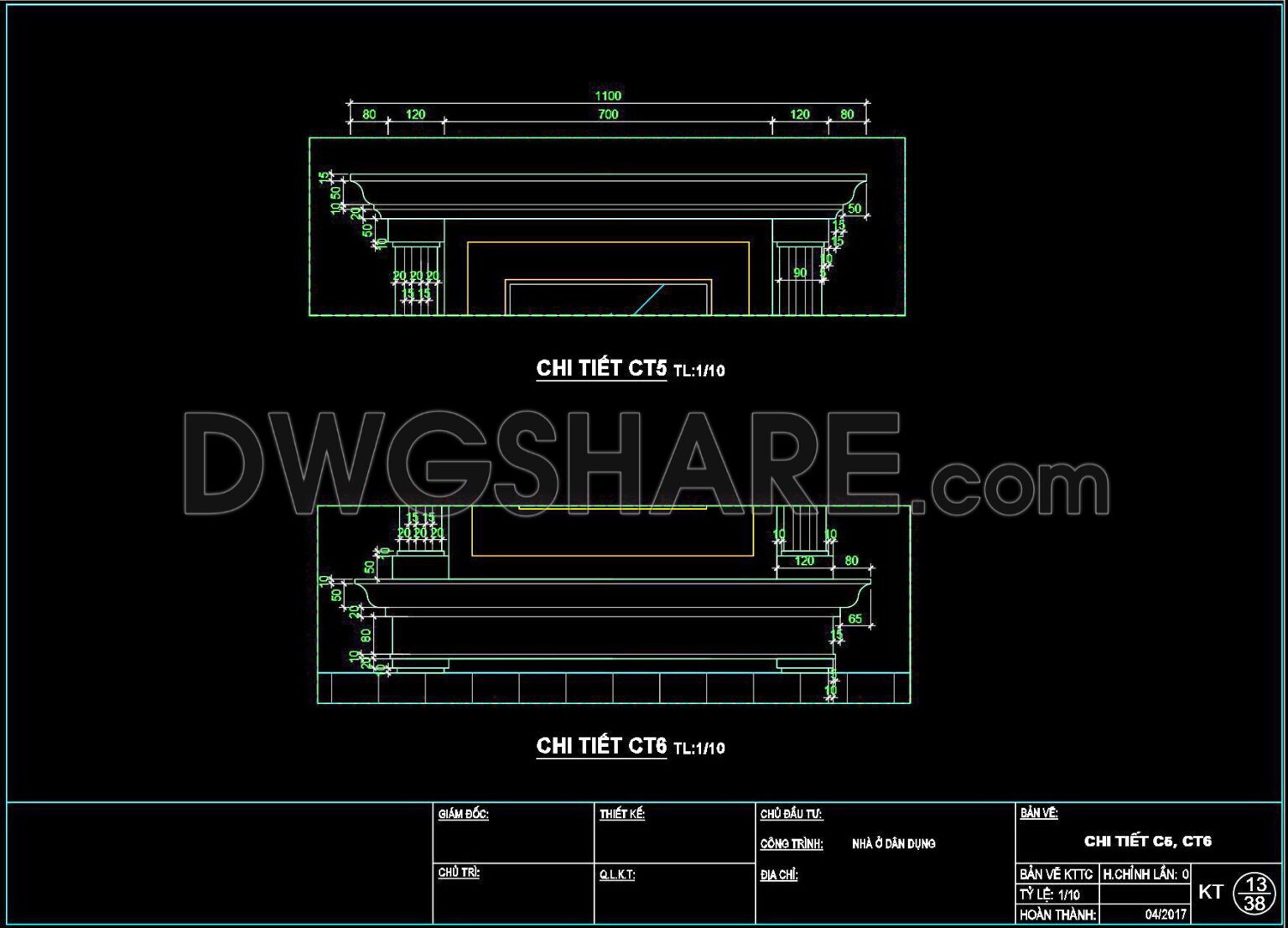 308. Detailed architectural CAD drawings of the facade, balcony townhouse