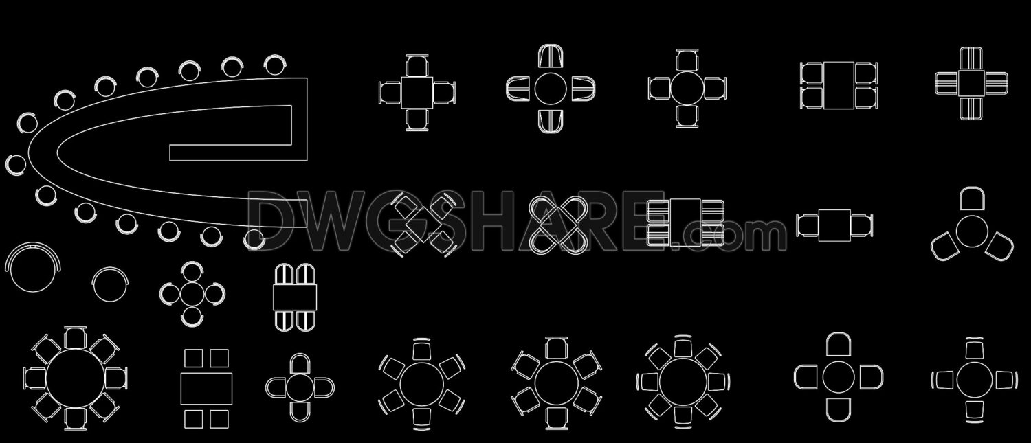 312. Free download Dining Set CAD blocks