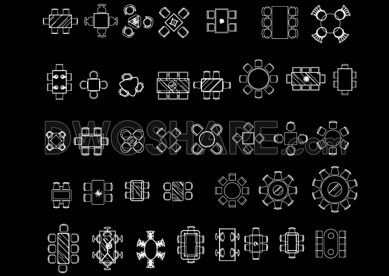 313. Free download Dining Tables CAD Blocks