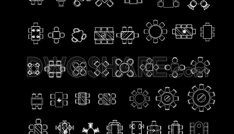 313. Free download Dining Tables CAD Blocks - Free Cad Blocks, download ...