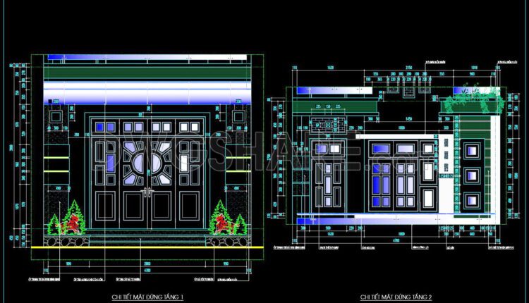 316. Detailed architectural CAD drawings of vertical facade wall ...