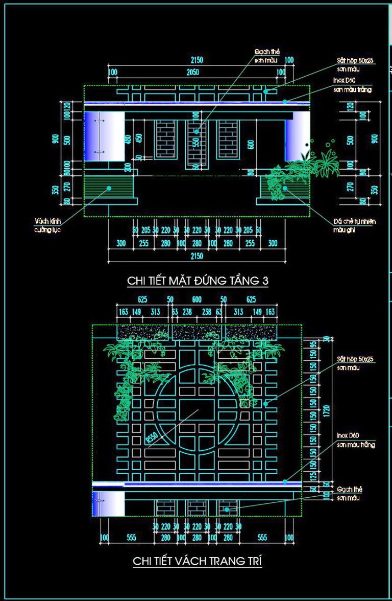 316. Detailed architectural CAD drawings of vertical facade wall ...
