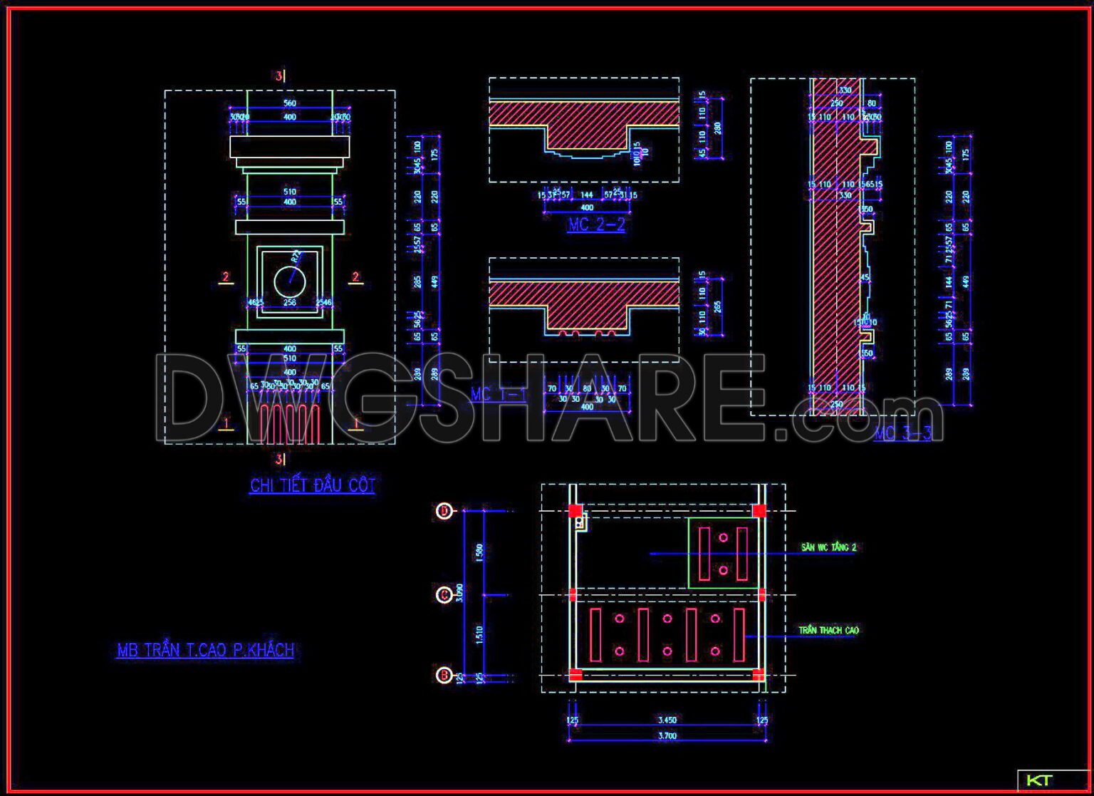 320. Detailed architectural CAD drawings of the facade, balcony ...