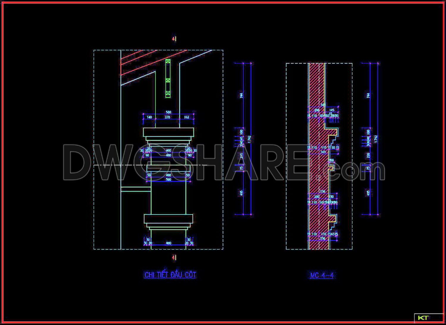 320. Detailed architectural CAD drawings of the facade, balcony ...
