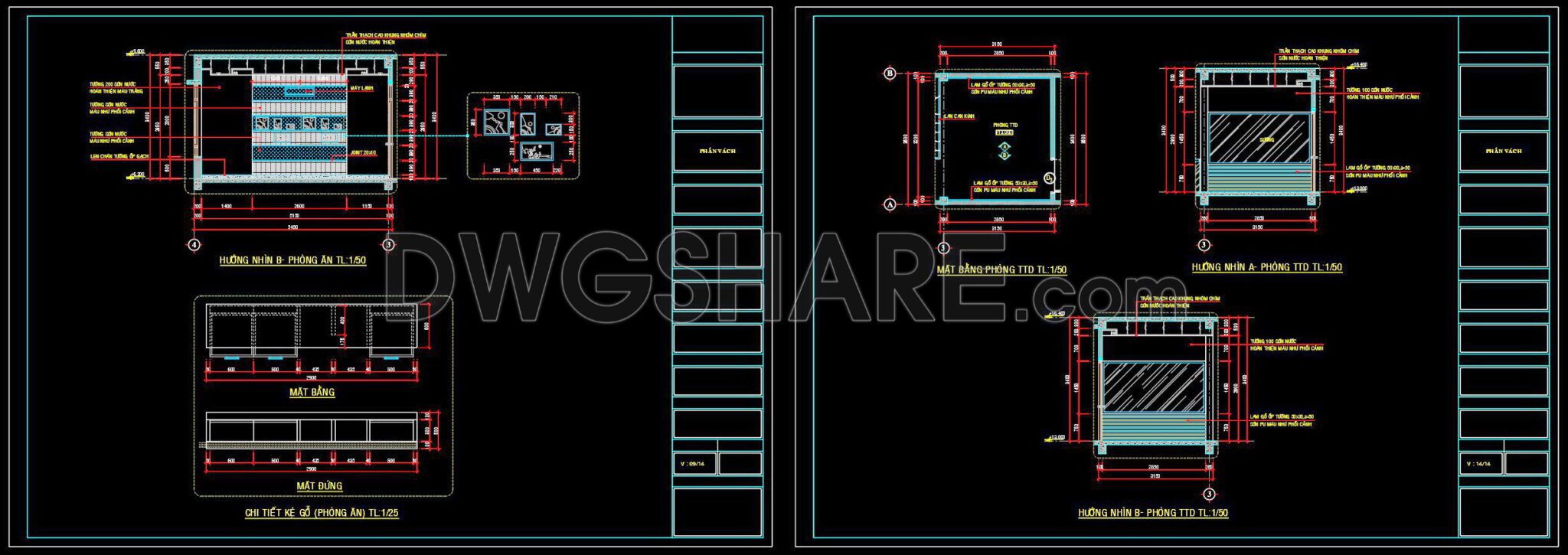 321. CAD Drawings of Elevation Details for Interior Wall Finishes in ...