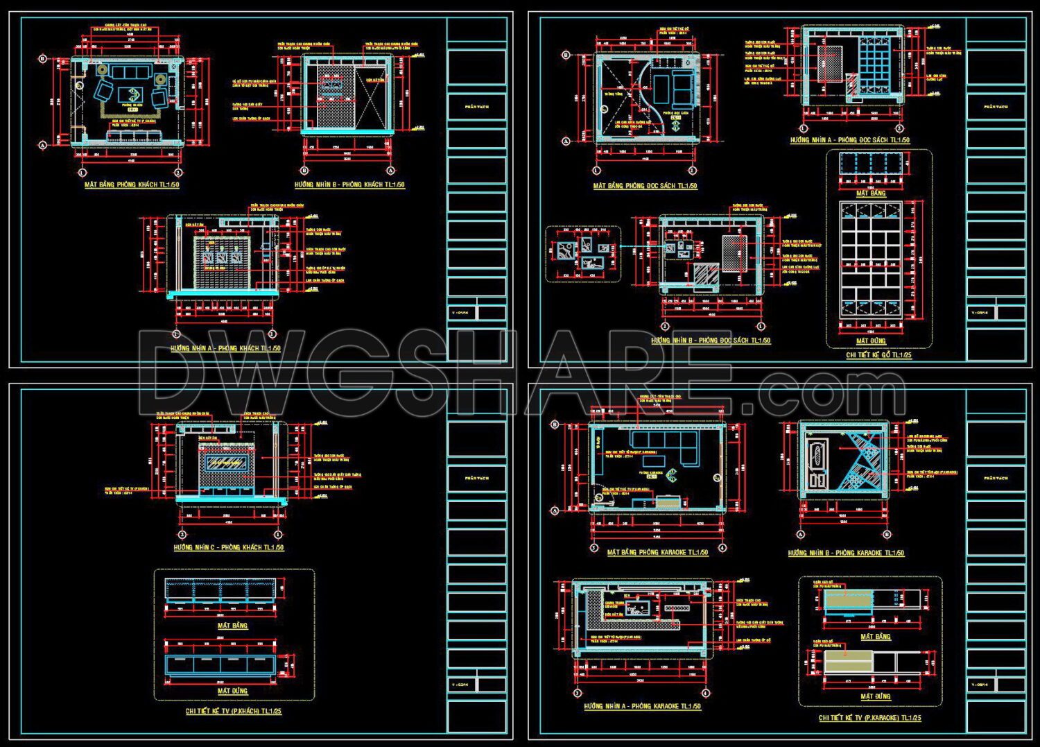 321. CAD Drawings of Elevation Details for Interior Wall Finishes in ...