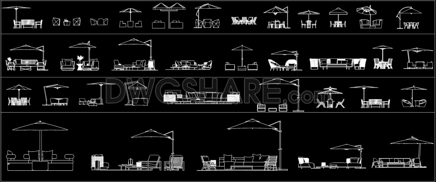 321. Free Download Latest Outdoor Umbrella Leisure Table and Chair CAD ...