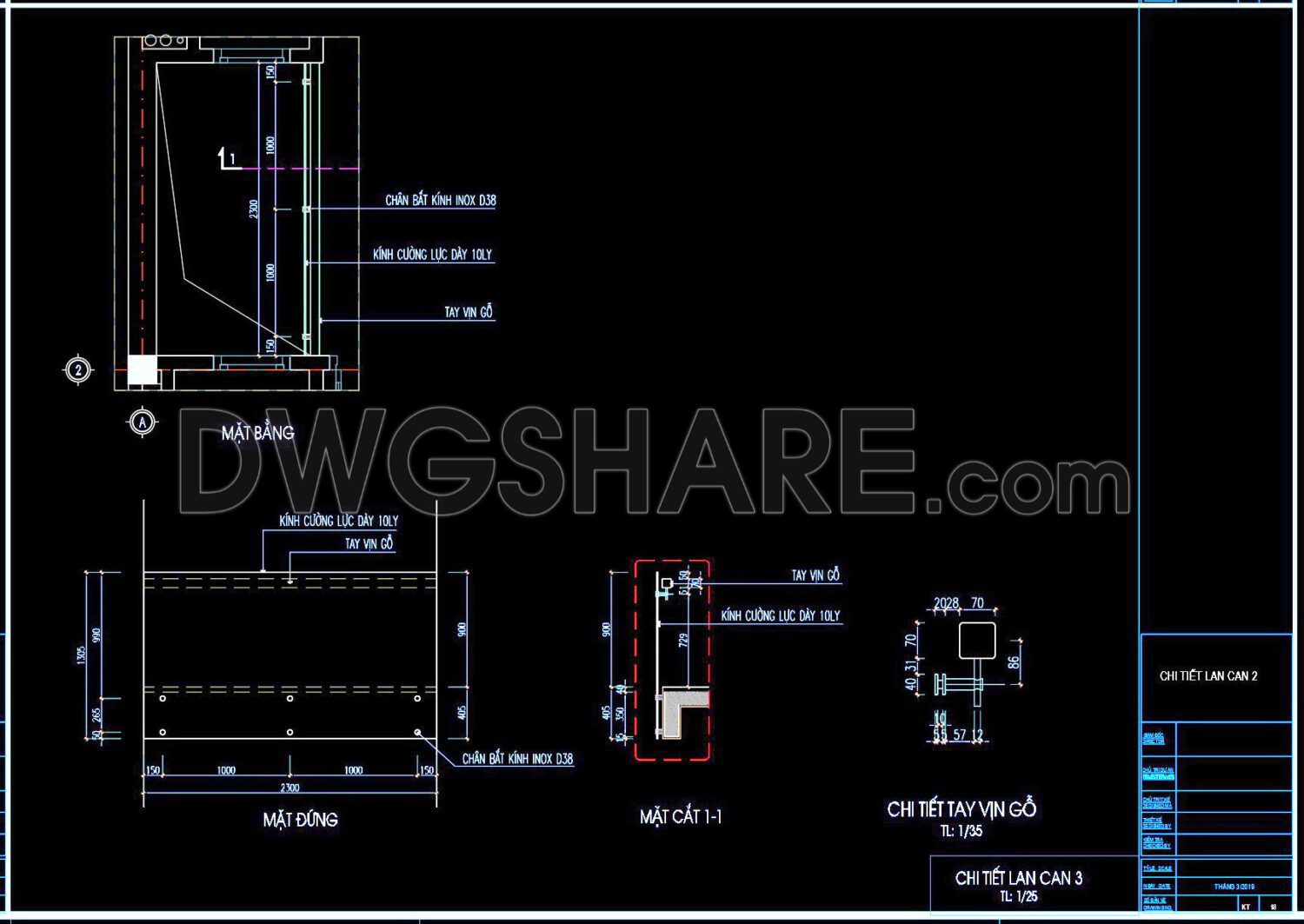 322. Detailed architectural CAD drawings of the balcony, railing townhouse