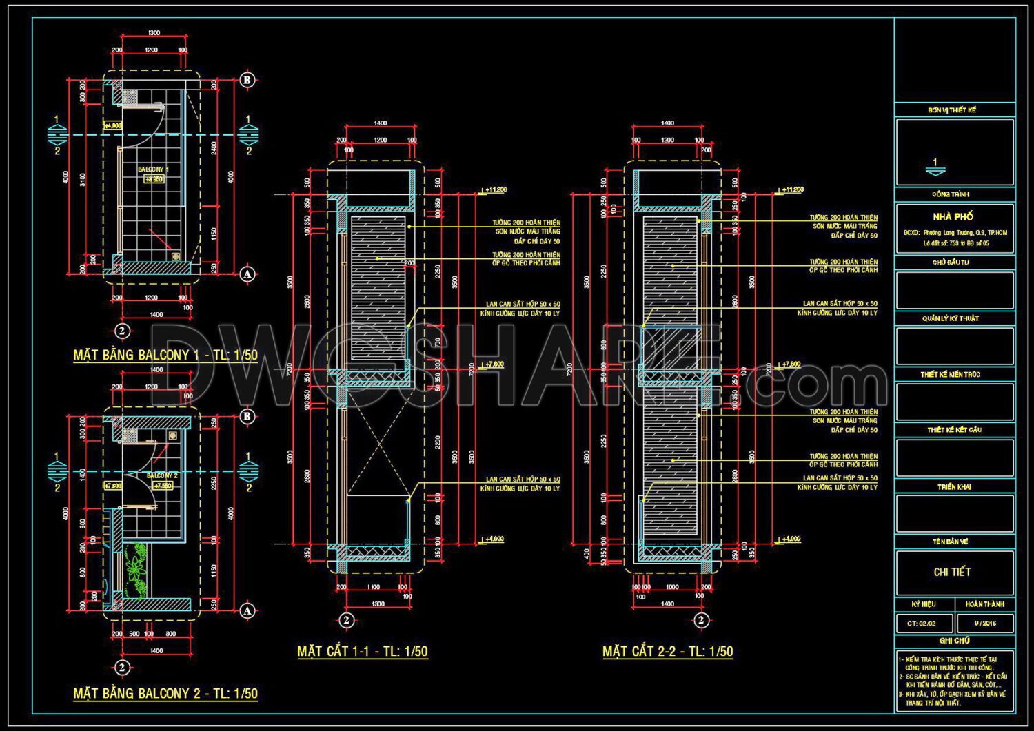 323. Detailed architectural CAD drawings of the balcony, railing, and ...