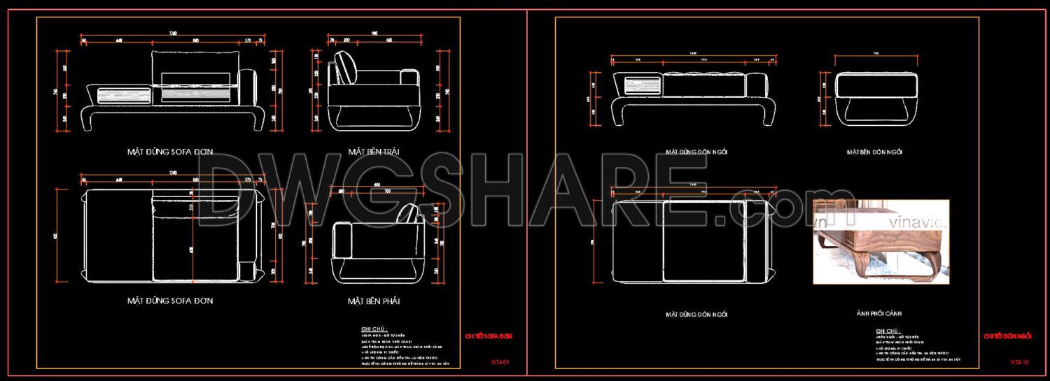 324. Free Download CAD drawings of the technical details of various types of Sofas