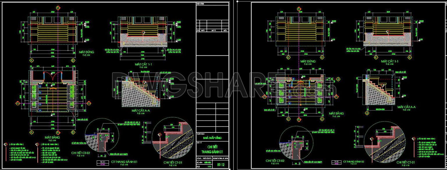 325. Architectural CAD Detail Drawings of the Basement Ramp, Staircase ...