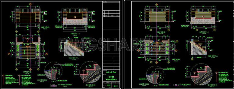 325. Architectural CAD Detail Drawings of the Basement Ramp, Staircase ...