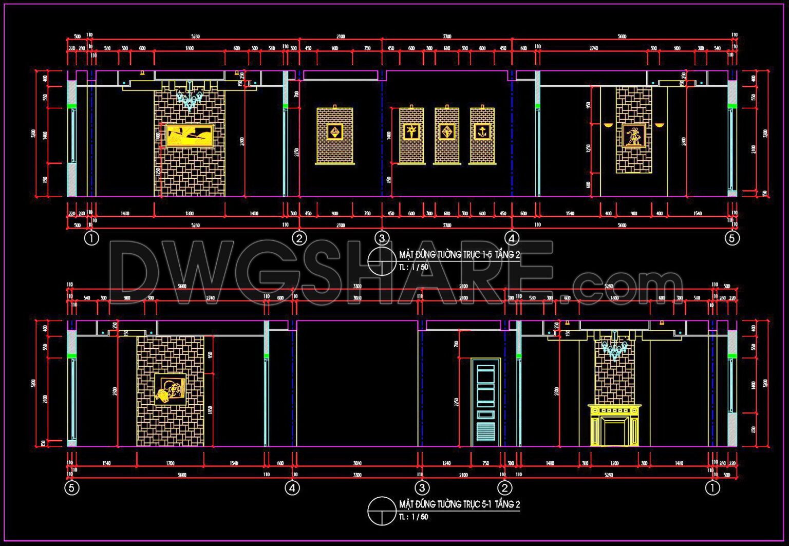 330. Free download of elevation drawings for decorative wall surfaces ...