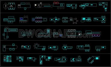 334. Download CAD blocks of various kitchen island floor plans