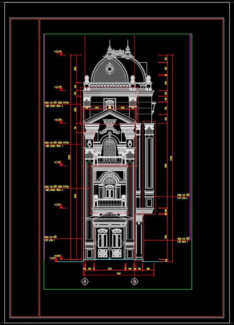 341. CAD design drawings for a 4-story townhouse with dimensions of 4m ...