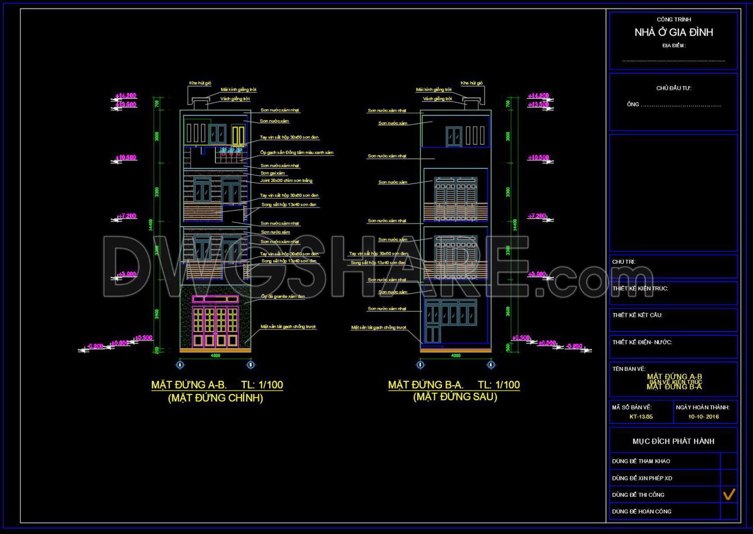 349. CAD design drawings for a 3-story townhouse with dimensions of 4 ...