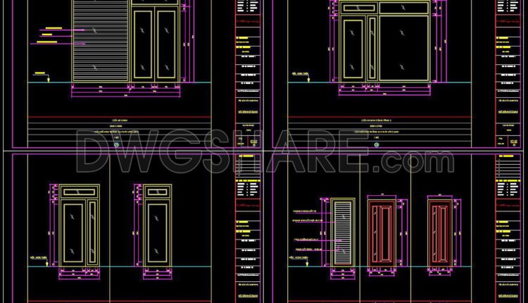 539. Detailed CAD Drawings Of Doors, Windows For Download - Free Cad ...