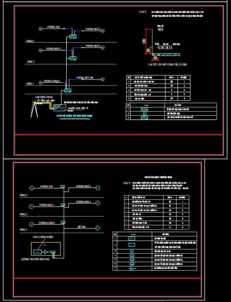 92. CAD drawings for detailed electrical designs for a 3-story townhouse