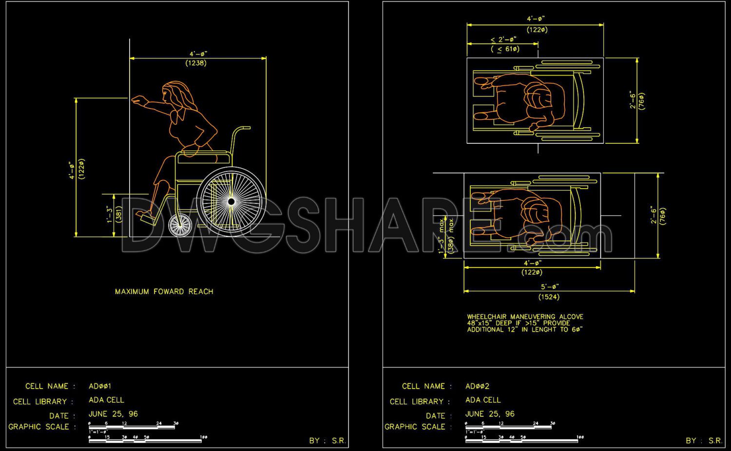 100. WHEELCHAIR design in detail CAD drawing