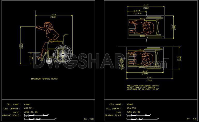 100. WHEELCHAIR design in detail CAD drawing