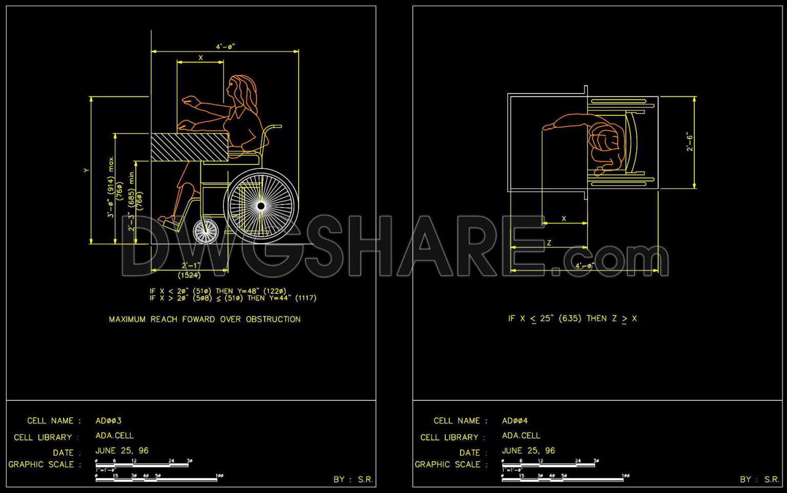 100. WHEELCHAIR design in detail CAD drawing