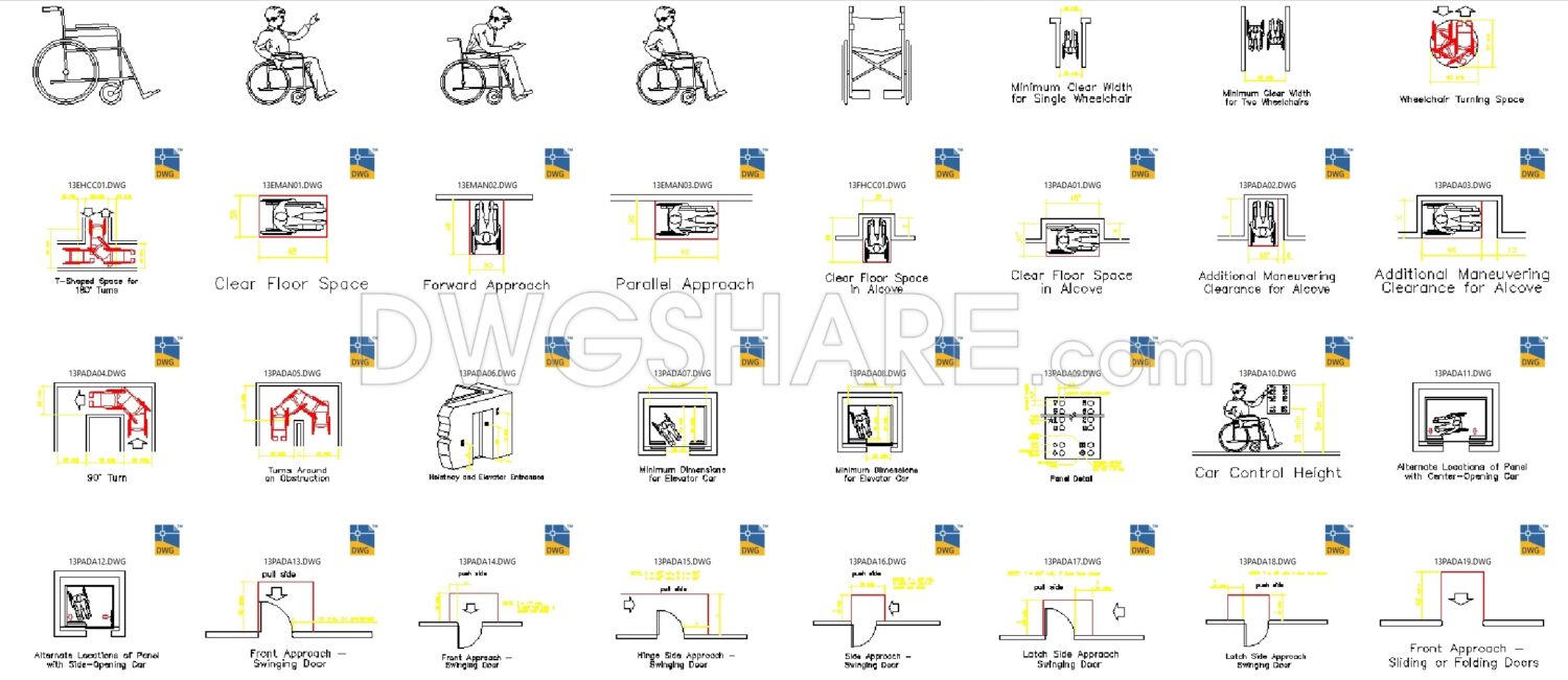 102. CAD blocks of furniture for disabled people