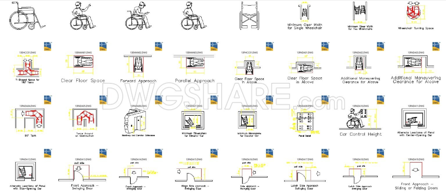 102. CAD blocks of furniture for disabled people