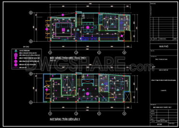 120. Detailed CAD drawings for the ceiling layout design of a 2-story ...