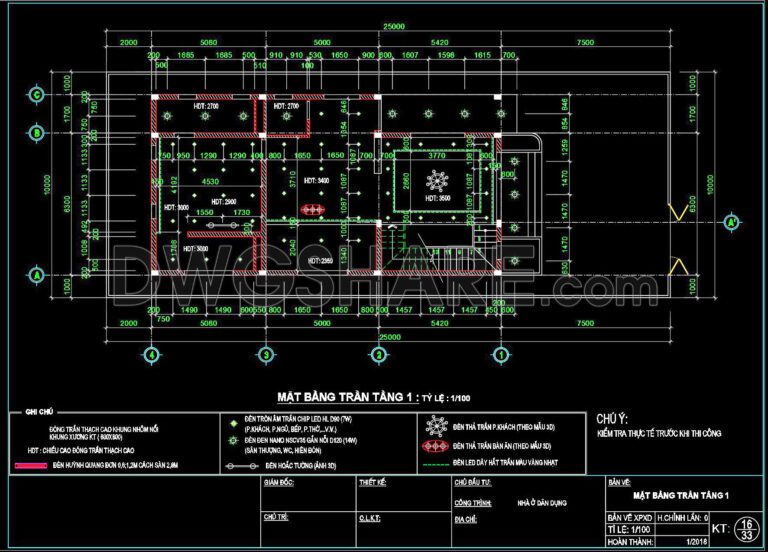 124. Detailed CAD drawings for the ceiling layout design of a 3-story ...