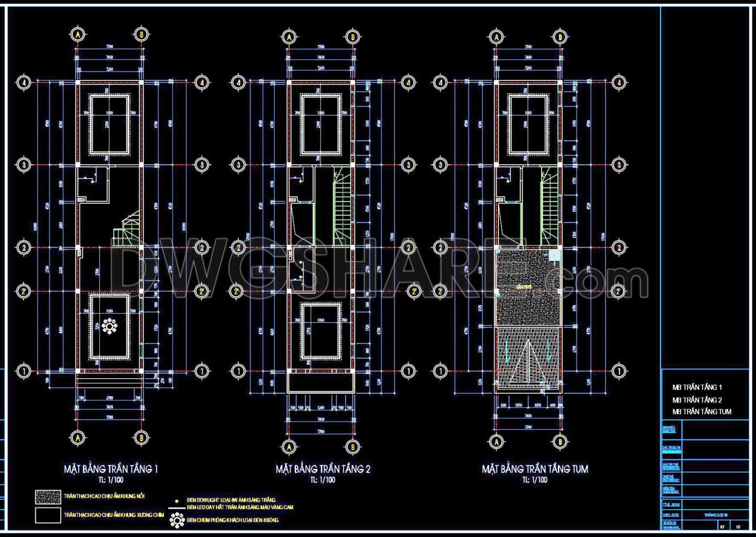 130. Detailed CAD drawings for the ceiling layout design of a 3-story ...