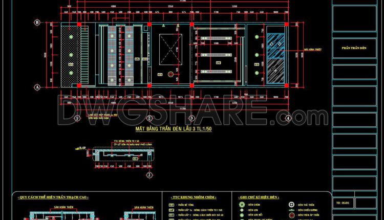 132. Detailed CAD drawings for the ceiling layout design of a 3-story ...