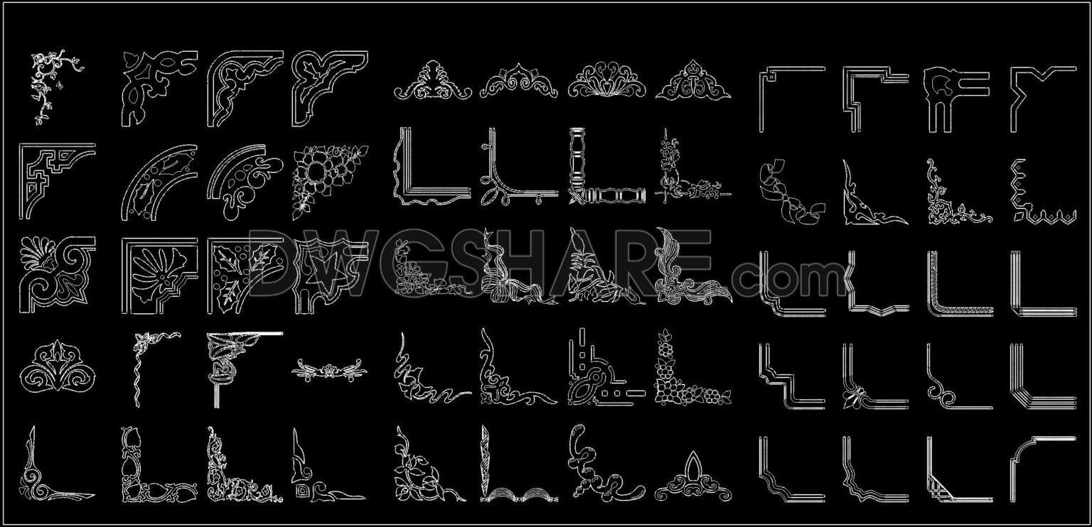 171. Free CAD Blocks Decorative Corners Design Elements
