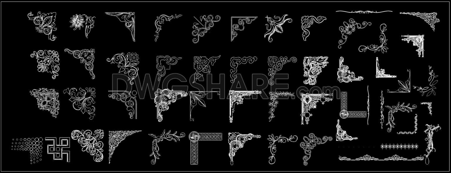 172. Free CAD Blocks Decorative Corners Design Elements