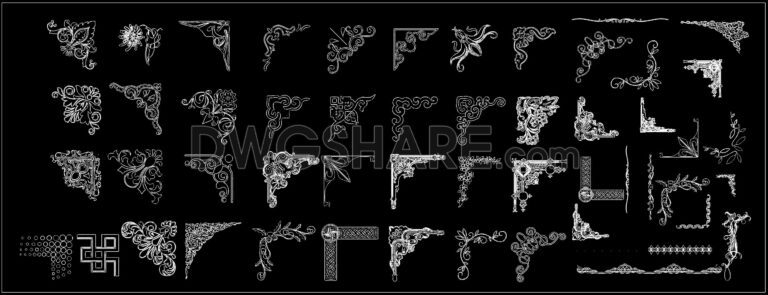 172. Free CAD Blocks Decorative Corners Design Elements