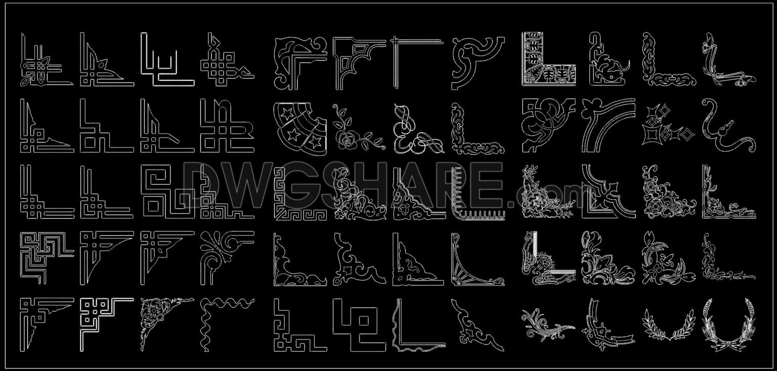 173. Free CAD Blocks Decorative Corners Design Elements