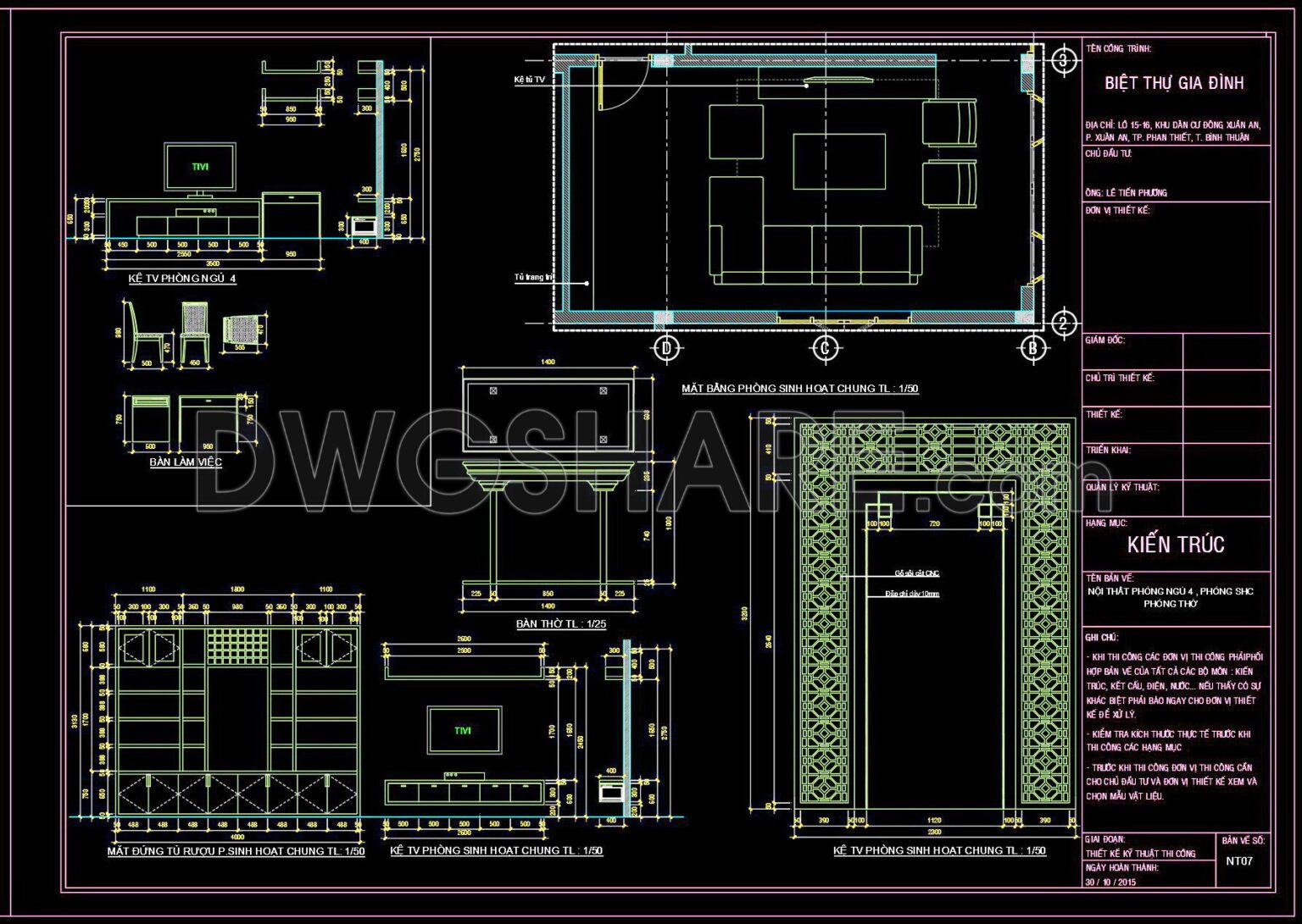 20. CAD construction drawings for the interior of the living room ...