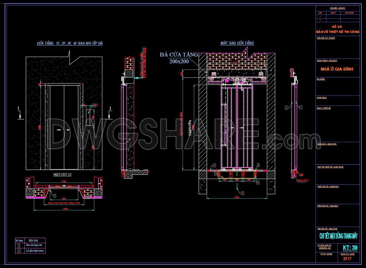 227. Download free CAD drawings of residential elevator technical designs