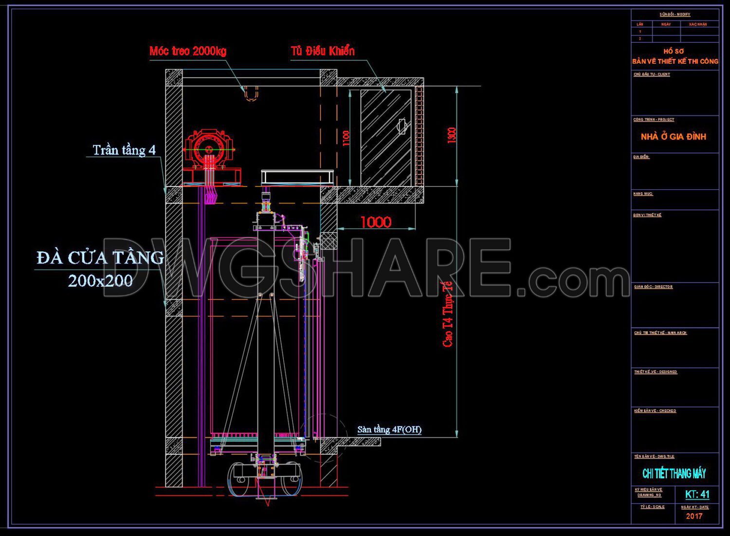 227. Download free CAD drawings of residential elevator technical designs